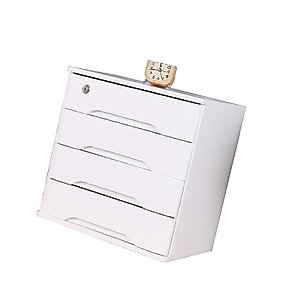 JAEFIT Desktop File Cabinet - Flat File Cabinet - Solid Wood Storage Box, Wooden Desktop Storage Box with Lockable Drawers, Office Supplies A4/Receipt File Organizer (Size : 4 Layer)