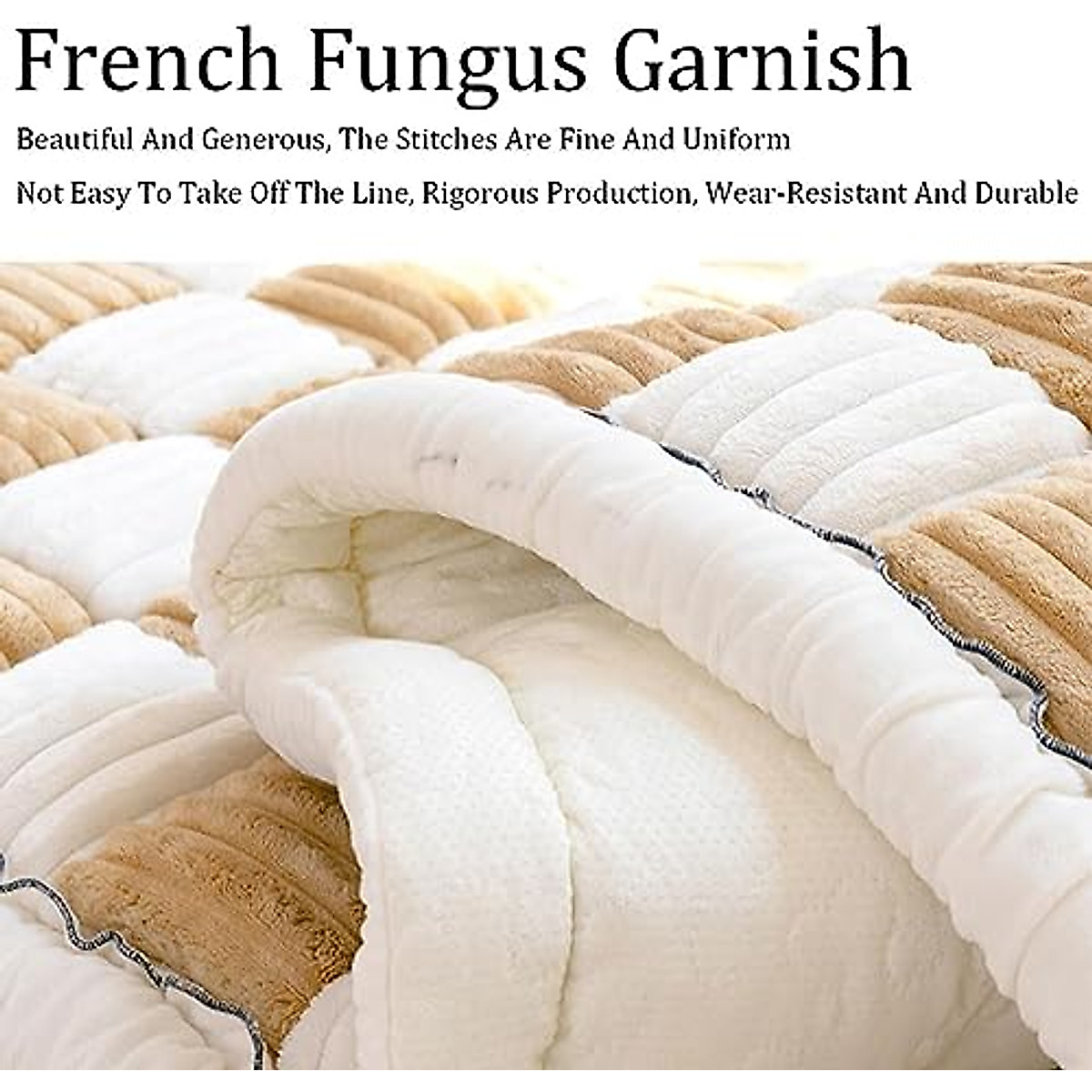 TTEDMO Cream-Coloured Large Plaid Square Pet Mat Bed Cover, Dog Sofa Couch (Light Brown,19.6x19.6 in)