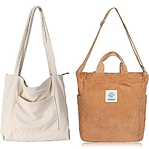 WantGor Women's Crossbody Shoulder Handbags and Large Corduroy Tote Bag