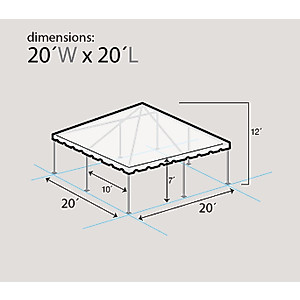 TentandTable 20' x 20' West Coast Frame Canopy Tent, White Two-Piece Top, Indoor/Outdoor, 33-80 Person, for Parties and Vendor Events, Heavy Duty, Waterproof Vinyl Tents, Commercial, Residential Use