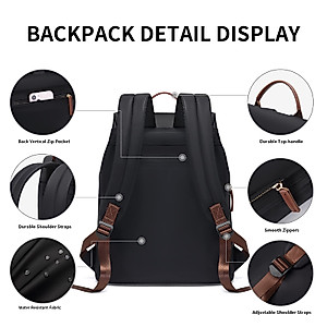 GOLF SUPAGS Laptop Backpack for Women College Computer Bag Work Travel Backpack Purse Fits 15 Inch Notebook (Black)