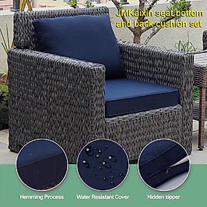 JMKaixin Outdoor Seat/Back Deep Chair Cushion Set for Patio Furniture - Lounge Chair Cushions with Zipper - Water-Resistant Patio Chair Cushions 22x22