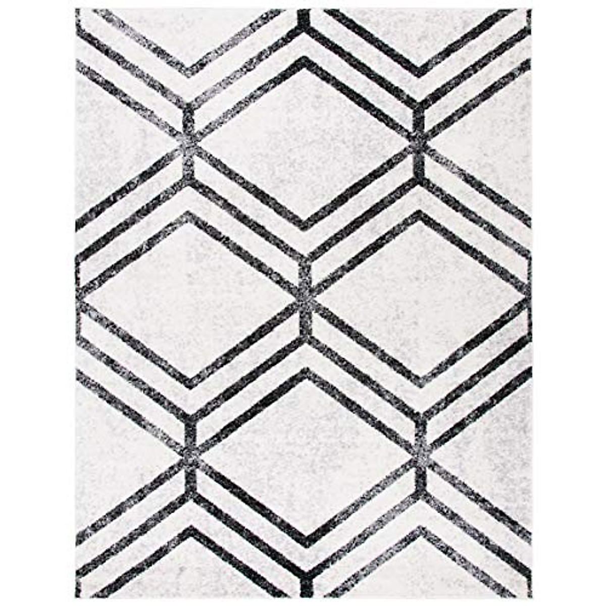 SAFAVIEH Adirondack Collection 6' x 9' Ivory/Charcoal ADR253B Modern Geometric Distressed Non-Shedding Living Room Bedroom Dining Home Office Area Rug