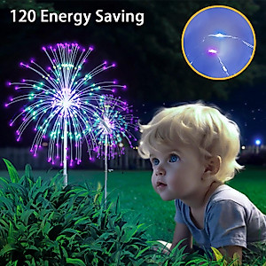 Honche Solar Garden Lights, 2 Pack Decorative Solar Outdoor Lights Waterproof IP65 8 Lighting Modes Firework Lights for Garden Patio Counrtyards Pathway Part