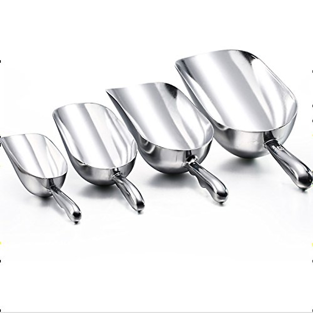 Ice Cube Scoop Cast Aluminum Shovel Scoops Kitchen Utility Scoops Set Contoured Handle, Ice Scooper for Ice Maker Freezer Coffee Bean Food Candy Flour Popcorn Rust Free 12 oz