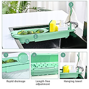Lux&Chic Upgraded Telescopic Sink Storage Rack, Adjustable Sink Storage Rack, Sponge Caddy Telescopic Sink Rack, Telescopic Sink Shelf Kitchen, Sink Storage Rack Dish Hanger for Home Kitchen