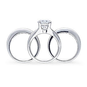 BERRICLE Sterling Silver Solitaire Wedding Engagement Rings 2.7 Carat Round Cubic Zirconia CZ Ring Set for Women, Rhodium Plated Size 7