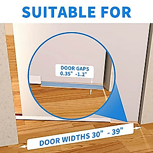 Door Draft Stopper, Strong Adhesive Door Sweep for Exterior and Interior Doors, Cuttable Under Door Seal 39” Length(White)