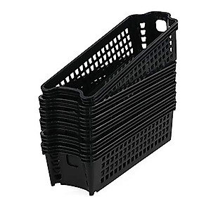 Ponpong Small Slim Black Plastic Storage Baskets, 11.02" 3.74" 2.76", 6 Packs