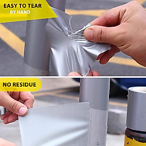 Amanbo 3-Pack Duct Tape Heavy Duty Waterproof Silver Duct Tape, 66 Yards x 1.88 Inch Total Strong Adhesive Duct Tape No Residue Bulk for Home Use, DIY, Projects, Outdoor Repairs Tear by Hand