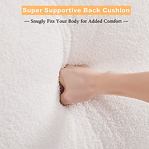 HIFIT 70" White Loveseat Sofa Couch, Mid Century Modern Fluffy Couch with Deep Love Seat & 2 Pillow, Comfy 3-Seater Home Sofa Living Room Small Couches for Small Space,Bedroom,Office, Solid Wood Frame