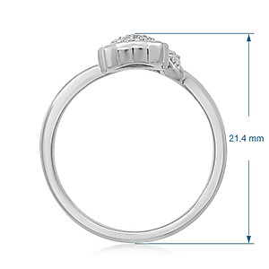 Jewelili Sterling Silver 1/20 Cttw Natural White Round Diamond Cat Ring, Size 7