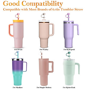 GLAMFIELDS 6Pcs Straw Topper Cap for Stanley Tumbler 40-20 oz, 0.4in 10mm Soft Silicone Straw Covers for Stanley Cup Accessories, Dust-proof Reusable Drinking Straw Tips Lids