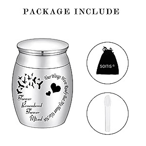 1.57 Inches Small Keepsake Urn for Human Ashes Stainless Steel Mini Urn Heart Small Ash Urn Tiny Ashes Holder Decorative Funeral Urn