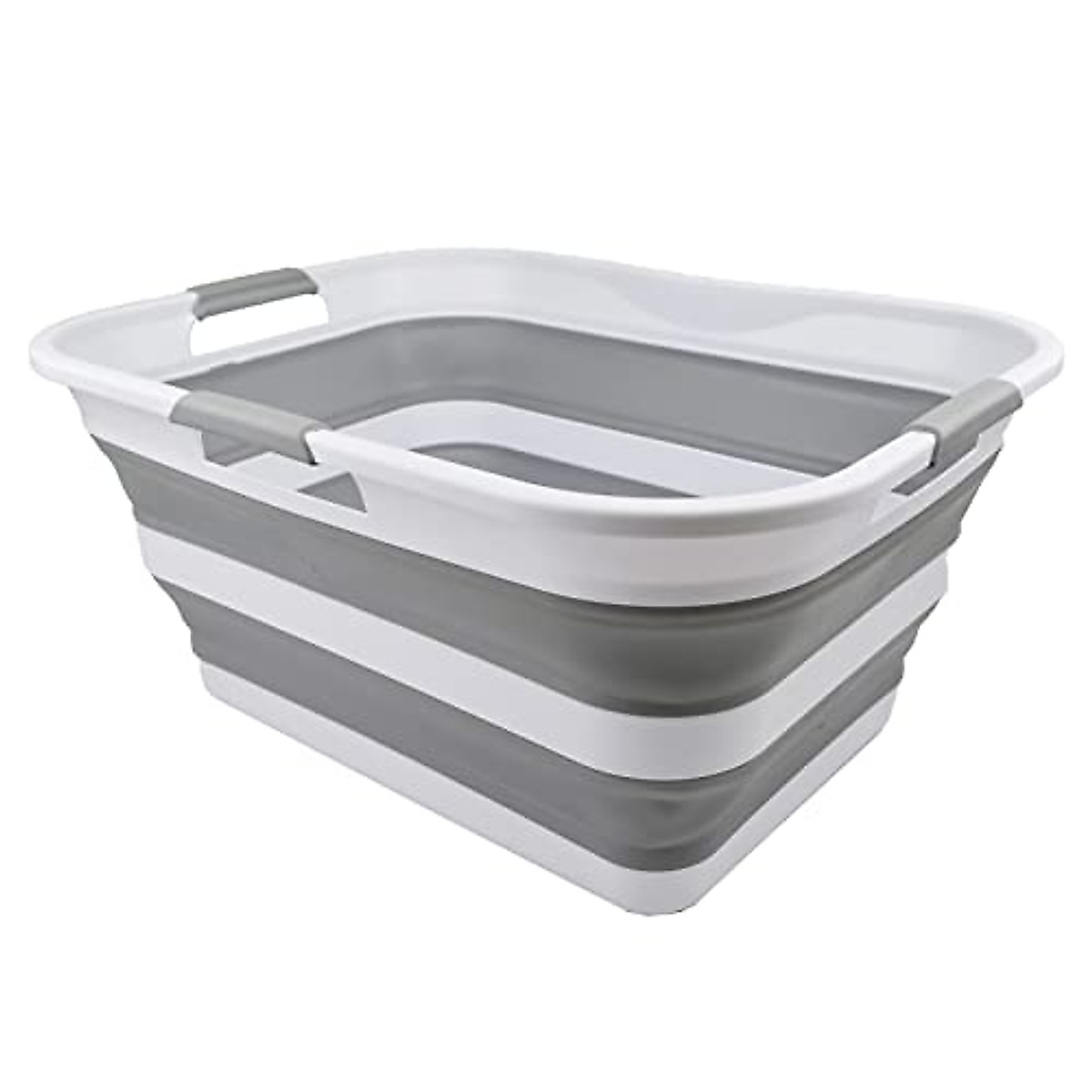 Collpasible Laundry Basket (42L Collapsible Laundry Basket (White/Grey))