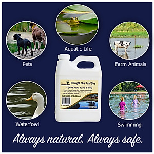 Natural Waterscapes Pond Dye - Midnight Blue Super Concentrate- 1 Quart Treats 1 Acre up to 6 Feet Deep, Dark Natural Looking Blue Pond Dye- Mix of Bright Blue Dye and Black Dye (1)