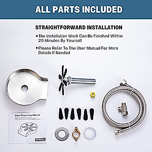 Grandiance Glass Rinser for Kitchen Sink,Cup Washer Cleaner for Sink Glass Bottle Washer Cleaner Sink Accessories Stainless Steel