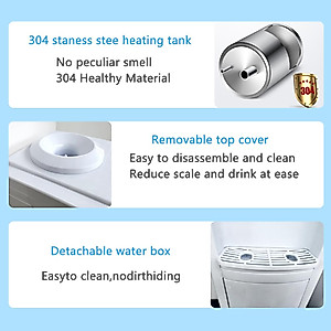 Water Dispenser for 5 Gallon Bottle, Top Loading Water Cooler Hot and Cold Water Cooler Dispenser with Child Safety Removable Drip Tray & Storage Cabinet for Office Home School, White