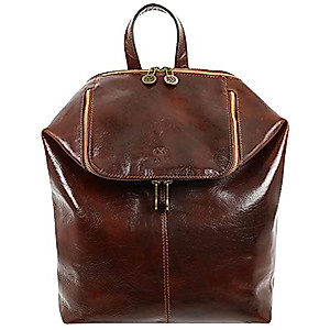 Time Resistance Leather Backpack Vintage Rucksack Business Backpack Unisex Bag Brown