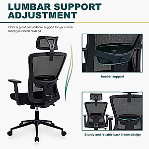ralex-chair Office Chair Ergonomic Desk Chair Comfort Adjustable Height with Wheels，Lumbar Support Mesh Swivel Computer Home Office Study Task Chair 5008