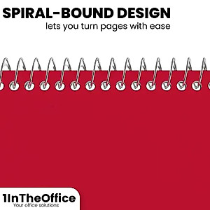 1InTheOffice Wirebound Memo Pads, 4" x 6", College, Assorted, 50 Sheets/Pad, (5 Pads)