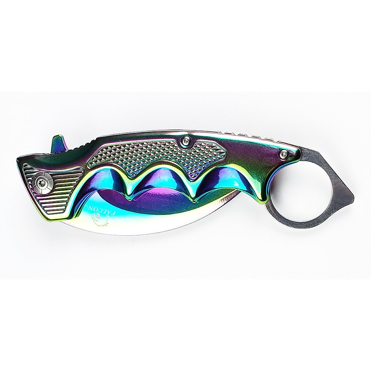 Full Metal CSGO Karambit Claw Folding Pocket Knife, Tactical Knife. For Gift, Collection, EDC (RAINBOW)