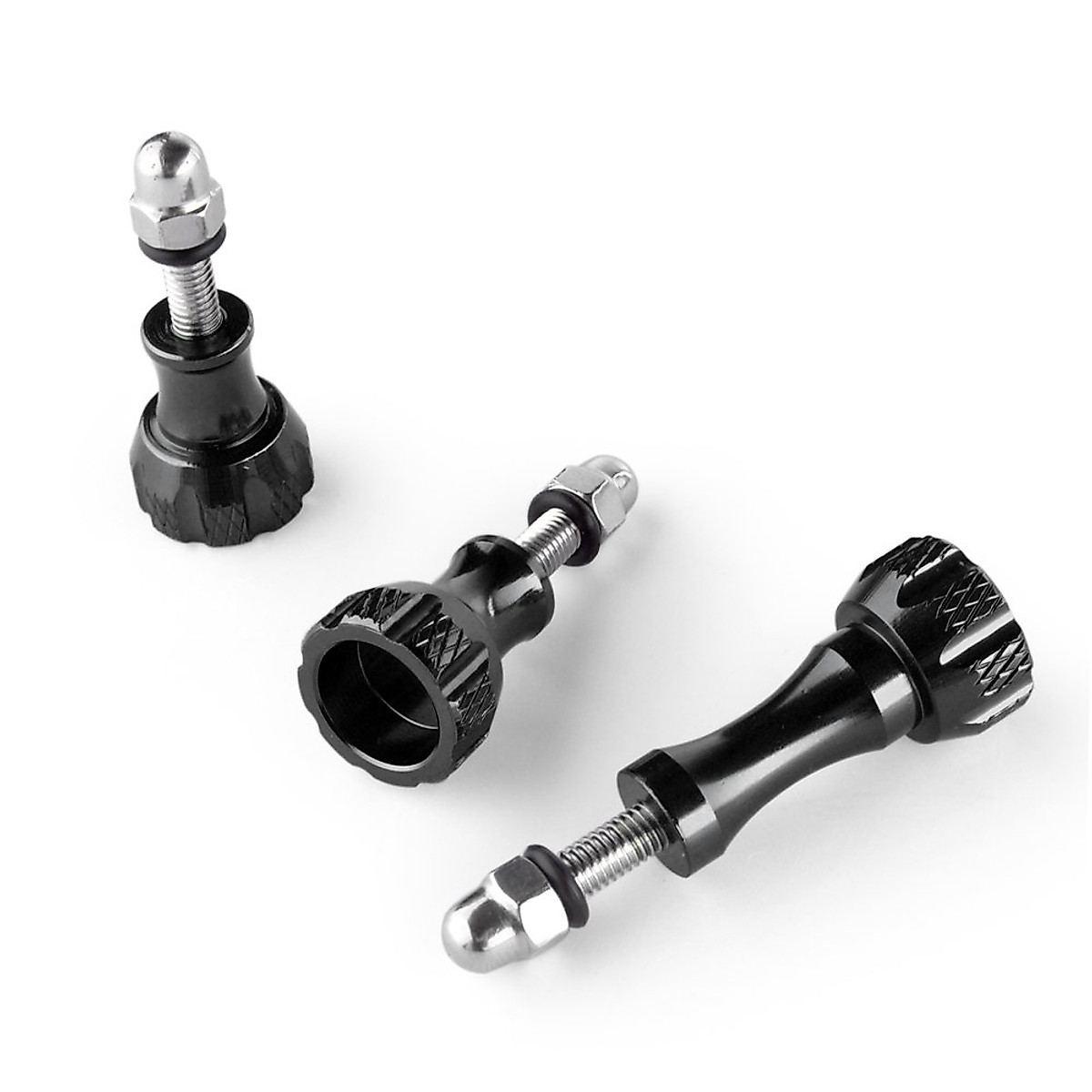 TNP For GoPro Thumb Screw Set (Black) - Aluminum Alloy Thumbscrew Knob Bolt Kit for GoPro Hero 9 8 7 6 5 4 3+ 3 2, for GoPro Hero Session, SJCAM Osmo HD Action Cameras - 3pcs 1x Long Screws + 2x Short