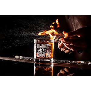 CARVELITA I Know You Always Have My Back Whiskey Glass - 11oz Old Fashion Bourbon Rocks Glass - Bonus Dad Gifts - Step Dad Gifts - Birthday Gifts For Stepdad - Stepdad Gifts - Sarcastic Gifts