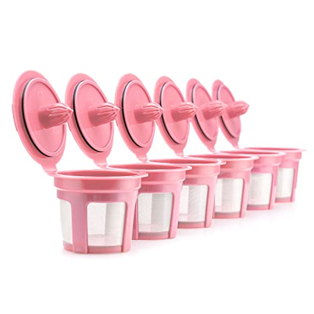 i Cafilas Week Reusable Cup Accessories for Keurig Filter K mini Plus,K-Cafe,K-cafe K83,K-Latte,K45 Elite,K-Classic,K-Compact,Reusable K Pods 2.0 and 1.0 Brewer (6 pcs in Pink)