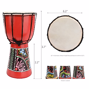 Djembe,African Drum Djembe Mahogany Wood Goatskin Drumhead (6 inch)