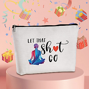 Wlesinzt Yoga Gifts for Women Zipper Travel Makeup Bag Yoga Accessories Yoga Gift for Yoga Instructor Funny Meditation Yoga Gifts Zen Gifts for Daughter Sister for Birthday Christmas Unique Gifts
