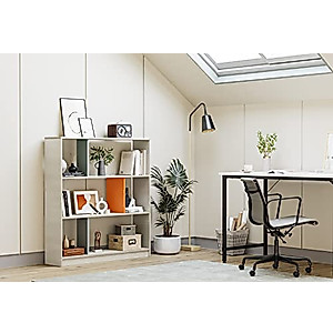 CubiCubi 3 Tier Bookcase, Small Bookshelf with Storage and Display Cabinet, Open Book Shelf for Office, Living Room,Bedroom, Light Grey