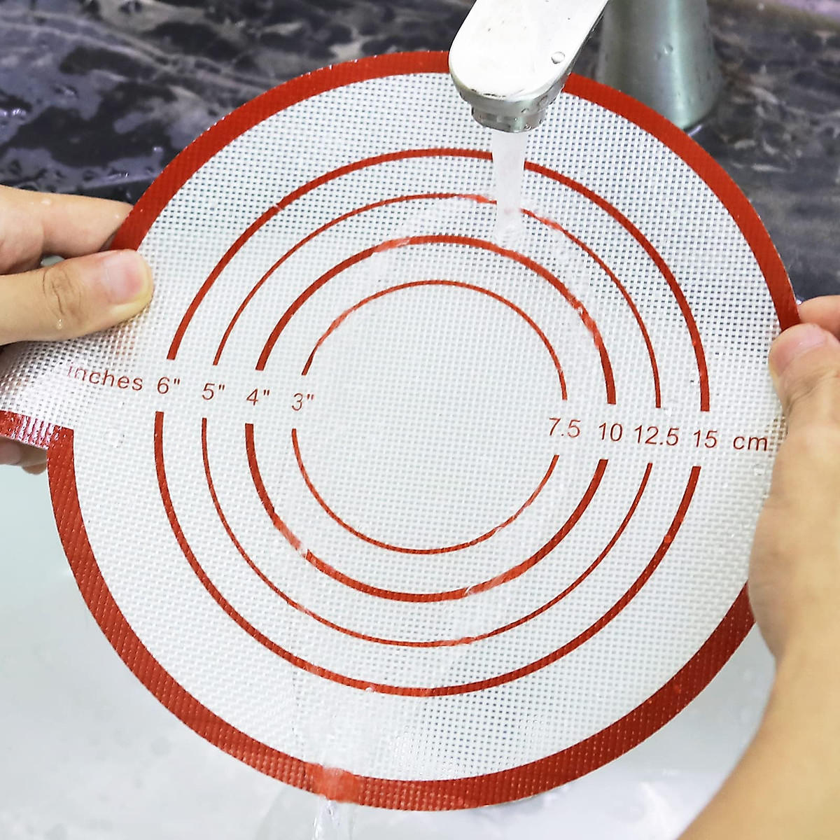 2pcs Silicone Baking Mat, Bread Baking Mat with Long Handles Reusable Silicone Sourdough Bread Sling Silicone Dutch Oven Liner Non-Stick Round Bread Baking Sheets Baking Mat for Dough Parchment Paper