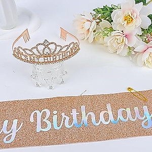 Birthday Tiara for Women & Glitter Its My Birthday Sash Birthday Crowns for Women Birthday Queen Sash and Tiara Birthday Crown and Sash for Women Parties Favors Birthday Decorations Gift (Gold)
