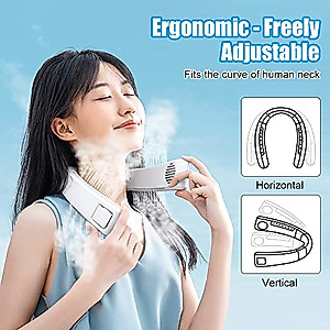 NORMIA RITA 720° Cooling Bladeless Neck Fan Personal AC Cooling Fan with Refrigeration Chip, Upper & Lower 80PCS Wind Outlets Strong Airflow Rechargeable Portable Fan for Travel, Walking, Outdoor