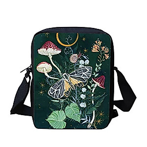 HELLHERO Butterfly Mushroom Small Crossbody Bags for Women Cellphone Purse Girls Mini Messenger Ladies Shoulder Travel Flight Sling Bag Daily Carry Satchel