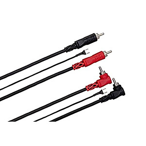 Hosa CRA-202DJ Dual RCA to Dual Right Angle RCA with Ground Wire Stereo Interconnect Cable, 2 Meters, Speaker
