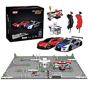 AGM MASTECH Mini Deluxe Block Building N Slot car Race Set GD-11 at 1:87 Scale
