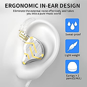 Wired Earbuds, in Ear Headphones, IEM Earphones, Wired Earbuds with Microphone, Earphones Wired with 4BA+1DD Hybrid 10 Drivers HiFi Bass in Ear Monitor, Noise Cancelling Earbuds Wired ZS10 Pro