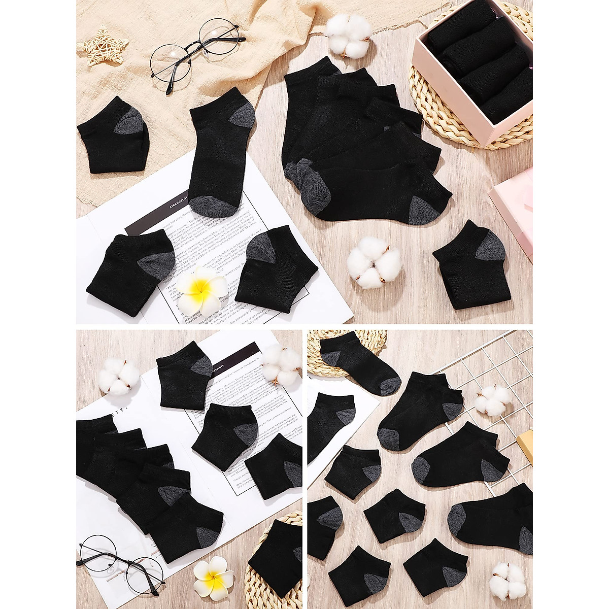 Foaincore 60 Pairs Mens Ankle Socks Athletic Low Cut Socks No Show Cushion Socks Comfort Breathable Casual Mens Running Socks (Black and Gray)