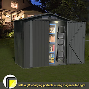 Metal Outdoor Storage Shed 6×4 FT with Double Lockable Doors, Heavy Duty Galvanized Large Garden Shed with Air Vent, Tool Sheds Storage House for Backyard Garden Patio Lawn-Dark Gray