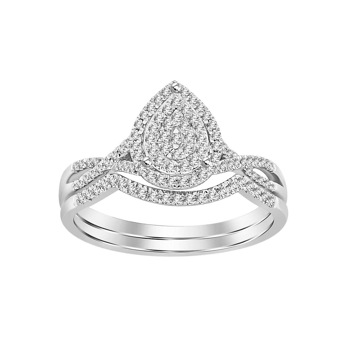 Eternal Bliss 1/4 cttw Round Natural Diamond Ladies Engagement Wedding Bridal Set in 10K Gold (white-gold, 8)