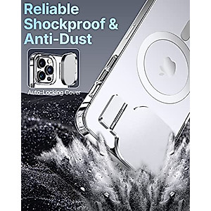 Silverback for iPhone 14 Pro Max Case with Stand, MagSafe-Compatible Case with Built-in Camera Cover,Magnetic Phone Case Shockproof DustProof Cover for iPhone 14 Pro Max - Clear