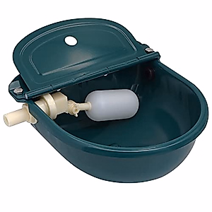 MUDUOBAN Automatic Water Bowl with Float Valve Stainless Steel Livestock Water Trough for Dog Horse Cattle Pig Chicken Goat Sheep (Green)