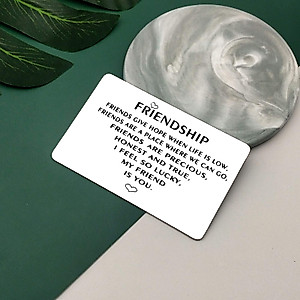 Vadaka Friendship Card Gift Best Friend Card Gift Metal Wallet Insert Card for Teens Friend Inspirational Card Appreciation Gift Engraved Wallet Inserts Card Birthday Graduation Gifts for Sister Card