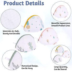 cobee 3 Pack Bra Washing Bag For Laundry, Printed Pattern Mesh Wash Bag For Bras, Non-Deform 3D Bra Washer Protector for Washing Machine