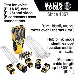 Klein Tools VDV501-853 CoaxialCable Tester, Scout Pro 3 with Test-n-Map Remote, Includes Remotes #2 - #6, Tests Voice, Data and Video Cable & VDV500-123 Cable Tracer Probe-Pro Tracing Probe