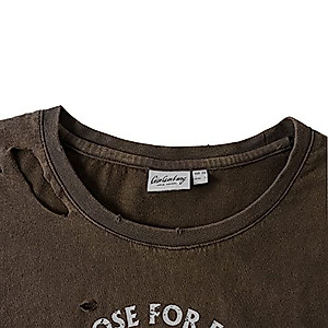 Shirts for Teens Girls, Y2K Crop Top T Shirt, Short Sleeve Tops T in Soft Breathable, Tops Sweaters for Women in Charcoal (Brown, Large)