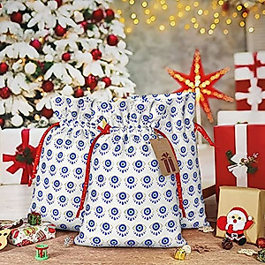 Drawstrings Christmas Gift Bags Turkish-Protact-Evil-Eye Presents Wrapping Bags Xmas Gift Wrapping Sacks Pouches Medium