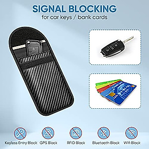 2 Pack Faraday Bags for Key Fob, FINPAC Faraday Cage Protector, Car RFID Signal Blocking, Anti-Theft Pouch, Anti-Hacking Case Blocker (Medium)